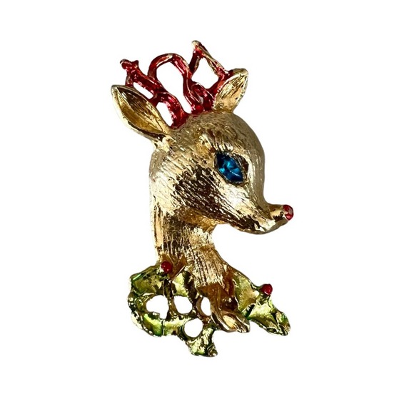Vintage | Jewelry | Vintage 7s Reindeer Doe Rudolph Brooch Pin | Poshmark